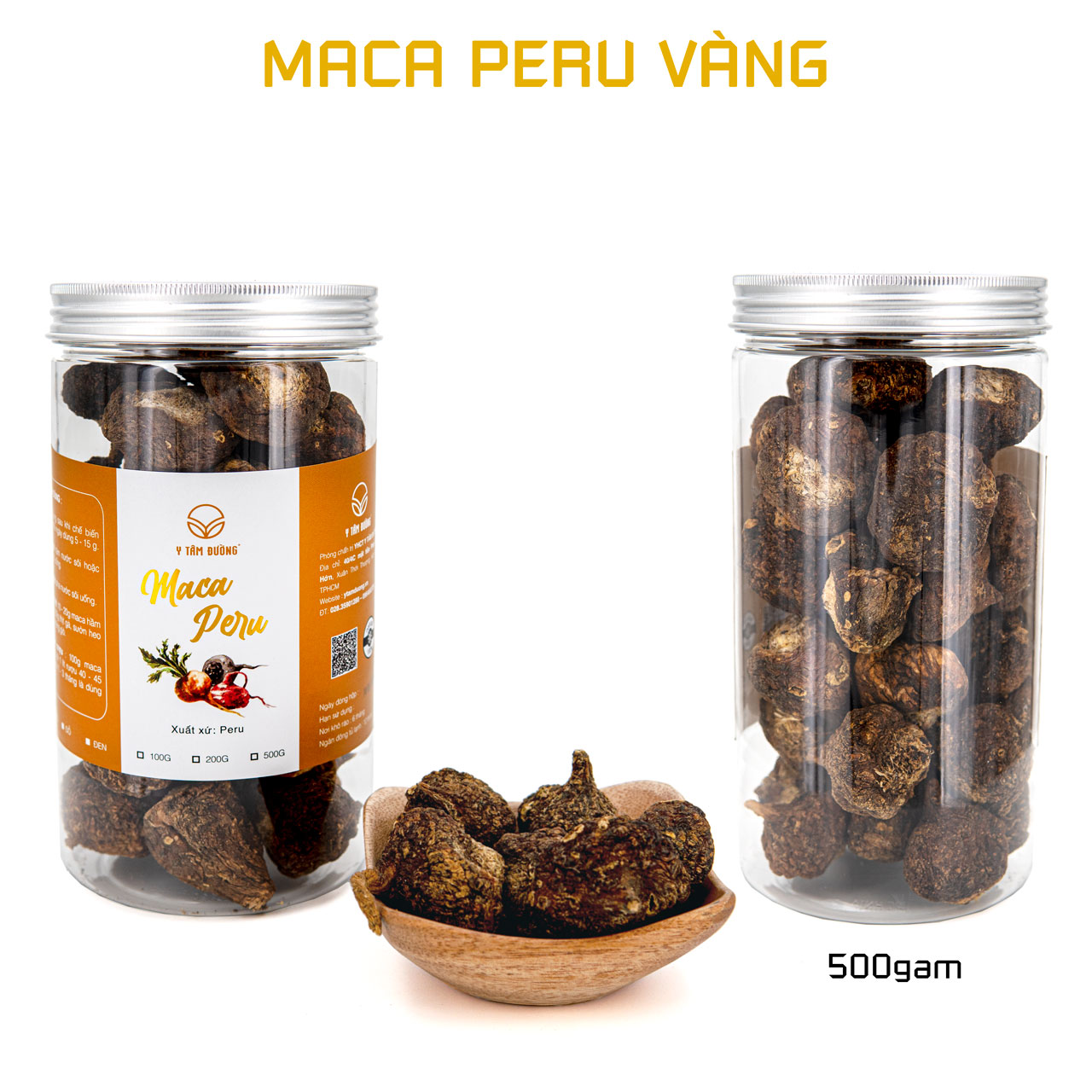 Sâm Maca Peru, củ khô màu Vàng và Đen
